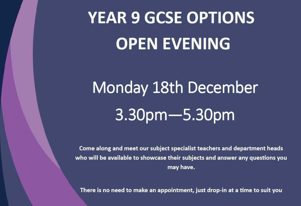 Year 9 GCSE Options Open Evening - Sutton Community Academy