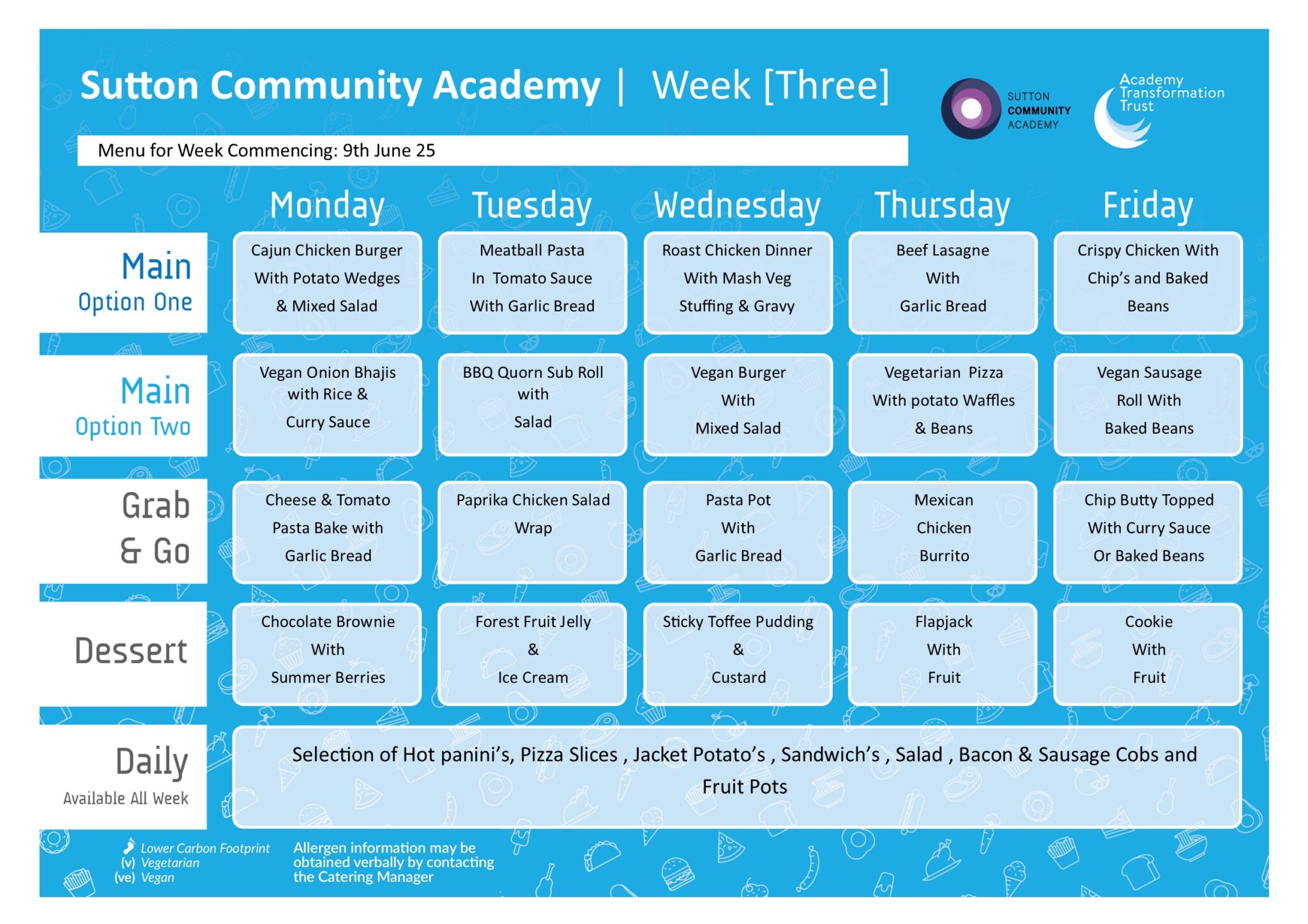 Lunchtime Menus - Sutton Community Academy